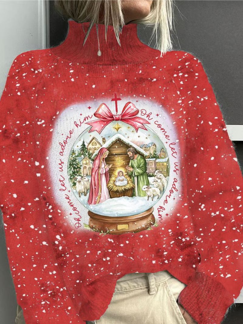 Faye | Women's Christmas jumper with nativity scene design & festive l ...